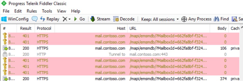 🕵️‍♂️Debugging Exchange with Fiddler: Extended Protection in Action – EWS Free Area